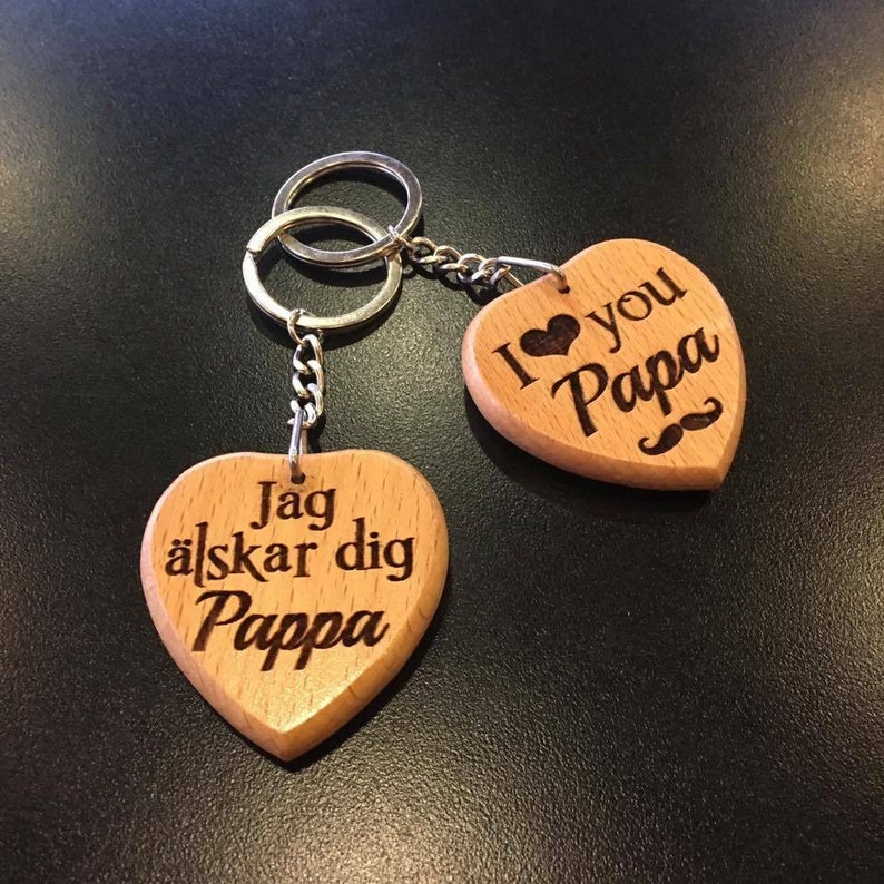 SWEDISH Gifts Engraved Wooden Keyring Keychain Grandad Mum - Etsy