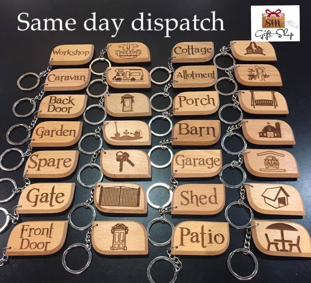 Personalised Wooden Engraved Keyrings Keychain Gift - Etsy UK