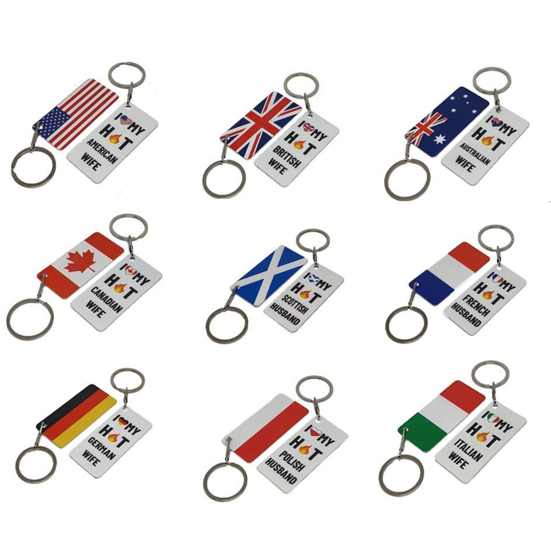 Keyring Keychain for Wife & Husband With Flag India Estonia Finnish ...