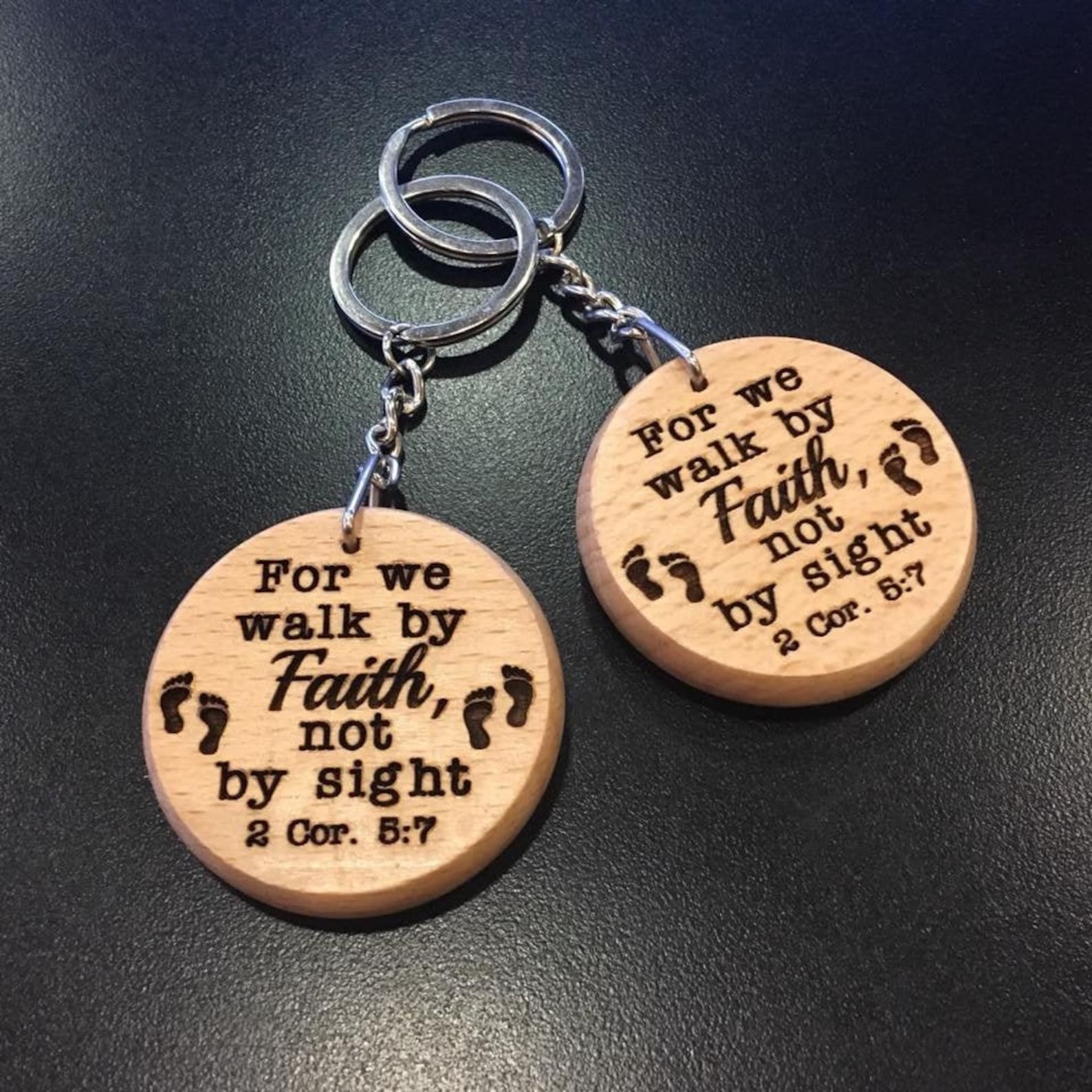 Bible Scriptures Engraved Wooden Keyring Keychain Christian Gift ...