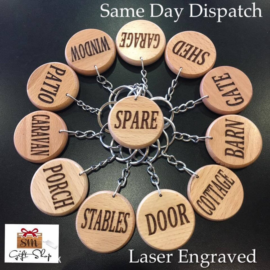 Engraved Wooden Keyring Keychain Key Tag | Etsy