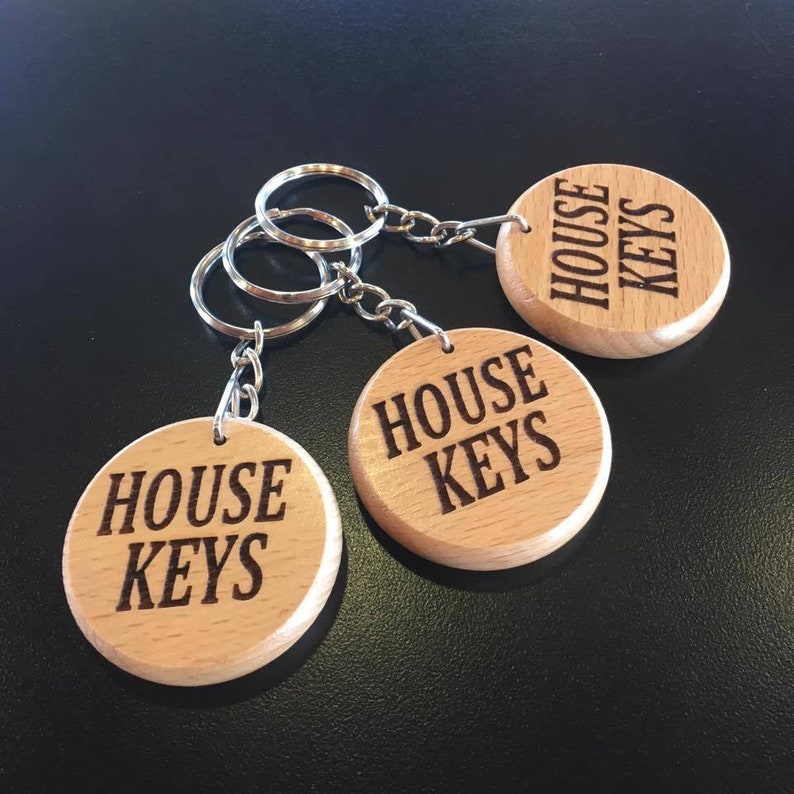Engraved Wooden Keyring Keychain Key Tag | Etsy