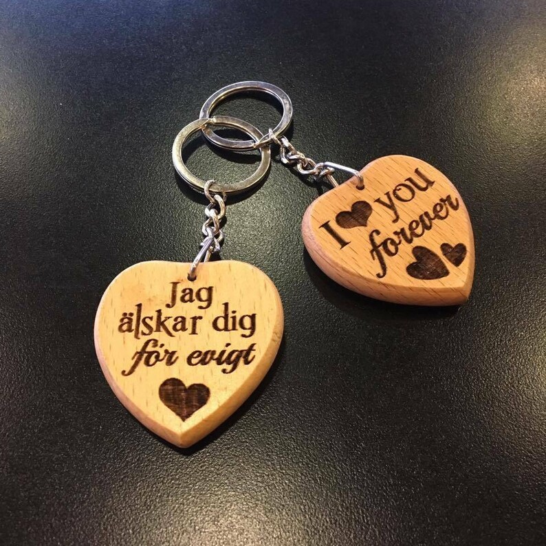 SWEDISH Gifts Engraved Wooden Keyring Keychain Grandad Mum - Etsy