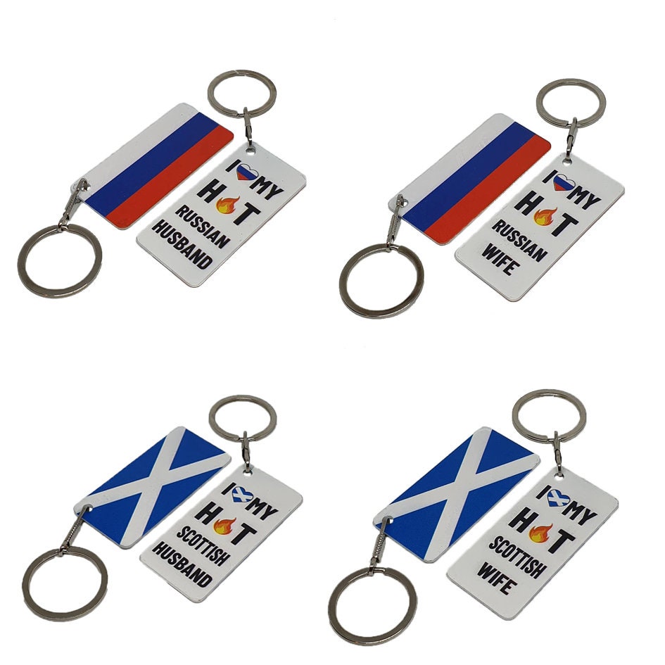 Keyring Keychain for Wife & Husband With Flag Russian Slovak | Etsy UK
