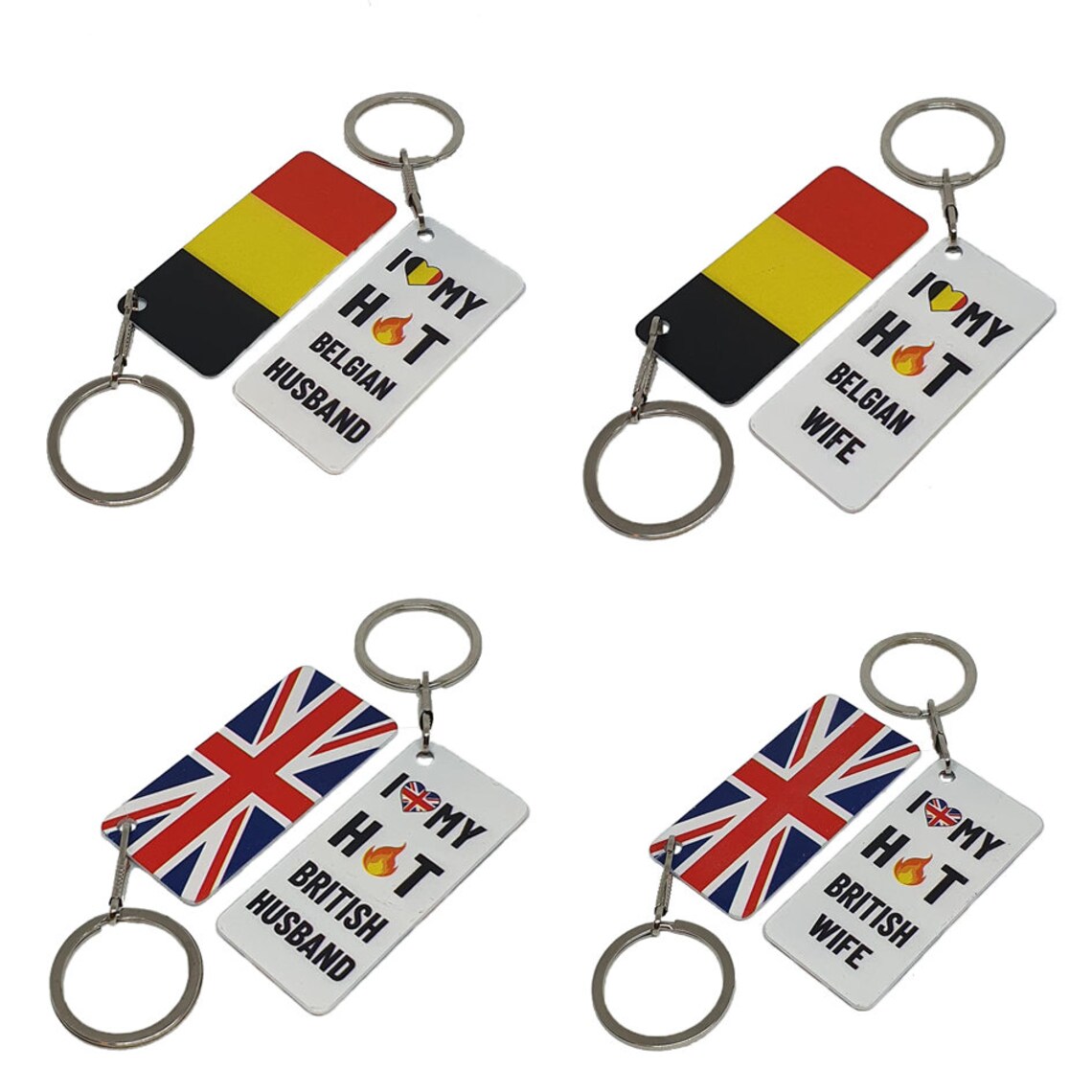 Keyring Keychain for Wife & Husband With Flag India Estonia - Etsy UK