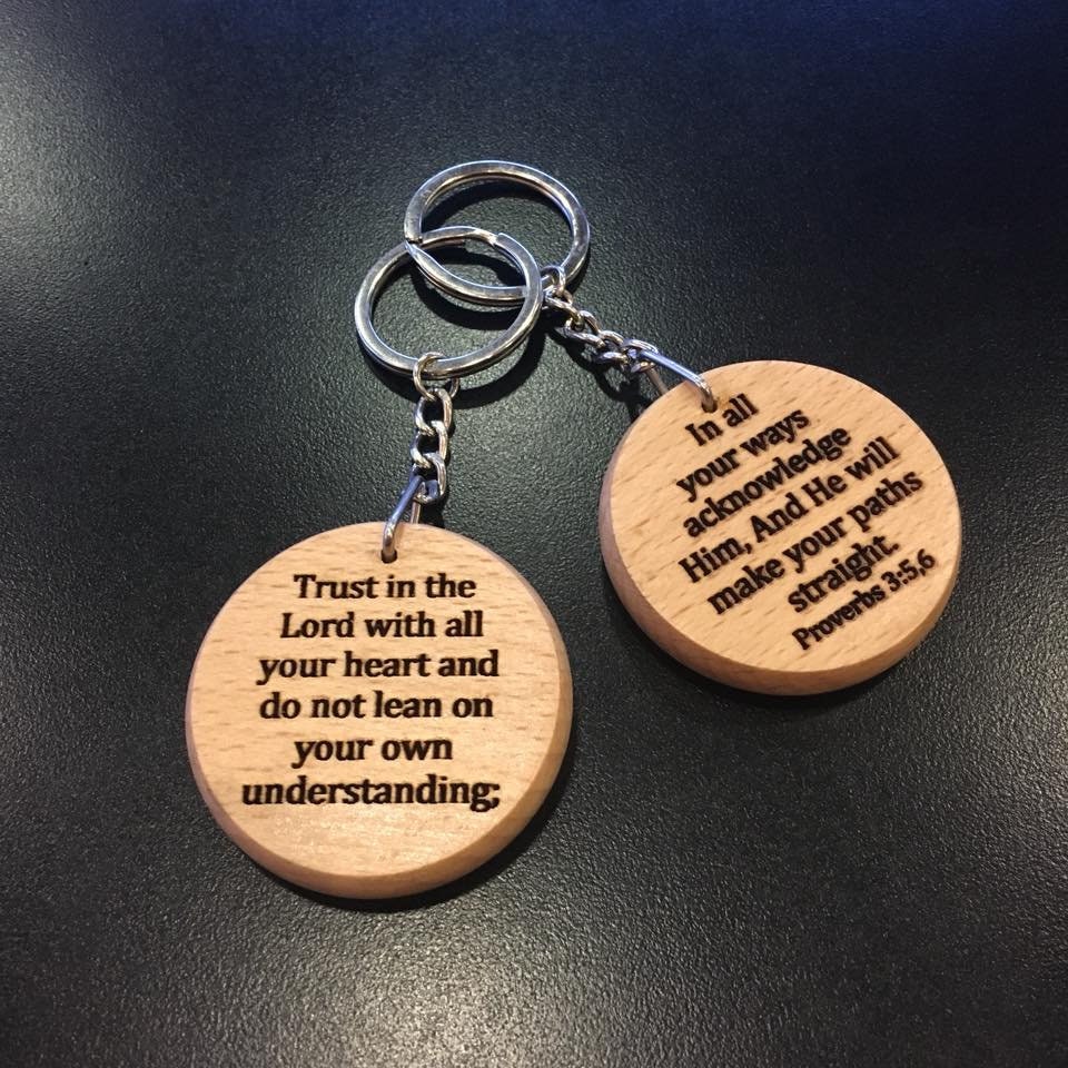 Bible Scriptures Engraved Wooden Keyring Keychain Christian | Etsy