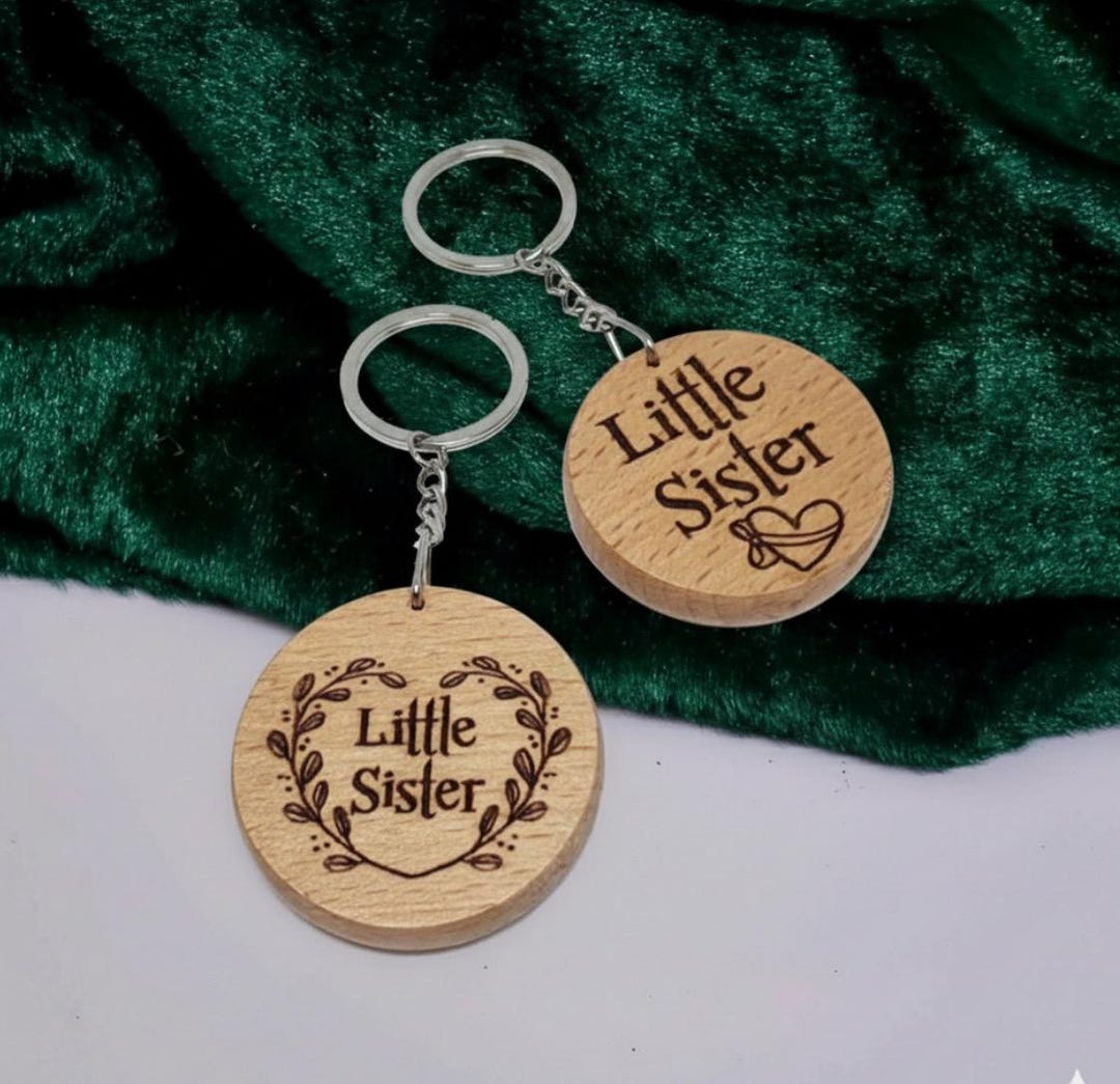 Little Sister Keyring Keychain Wooden Gift - Etsy Hong Kong