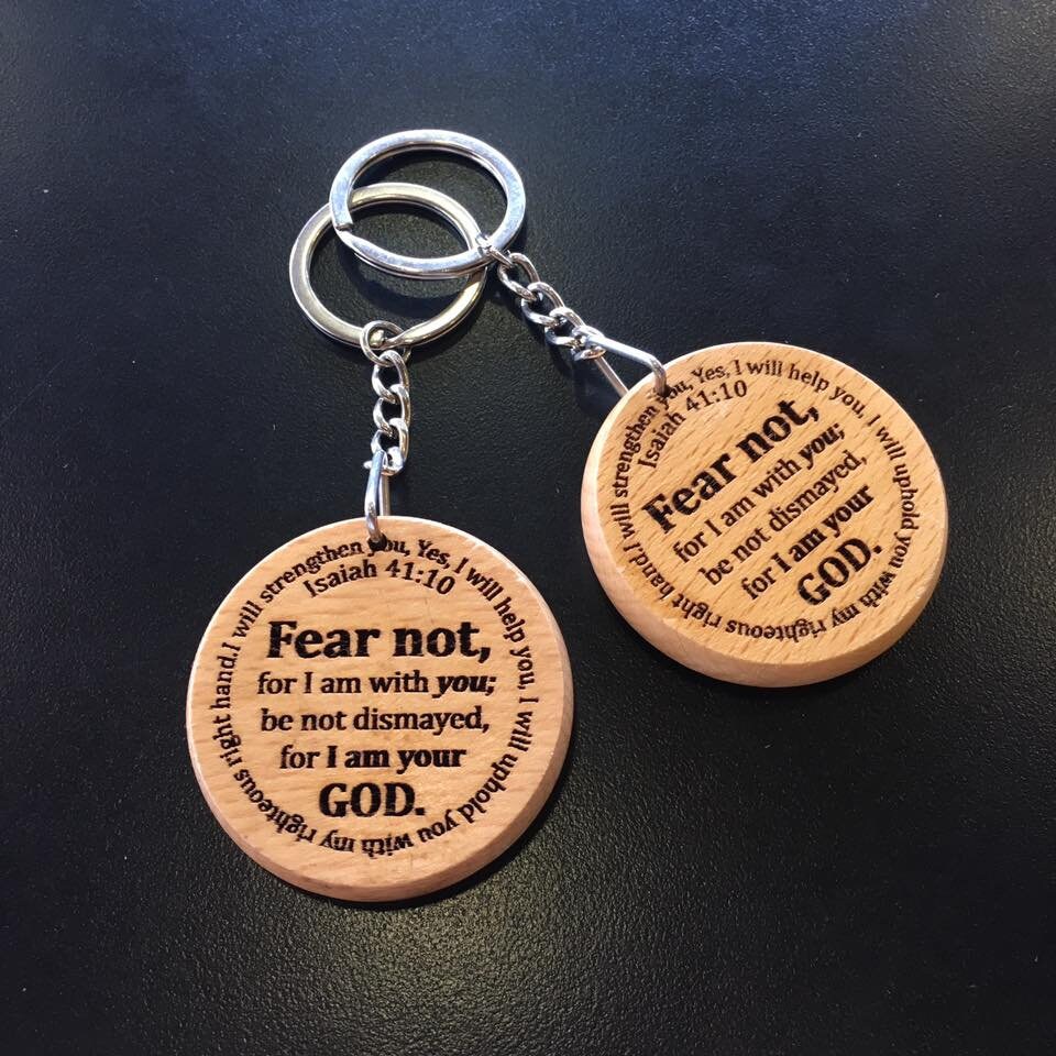 Bible Scriptures Engraved Wooden Keyring Keychain Christian | Etsy