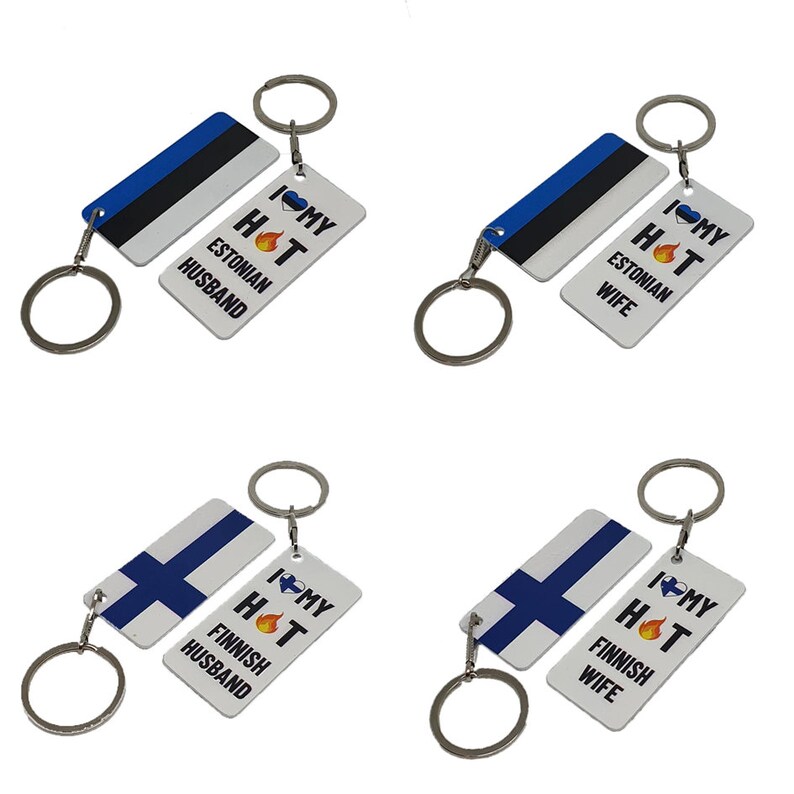 Keyring Keychain for Wife & Husband With Flag India Estonia - Etsy UK