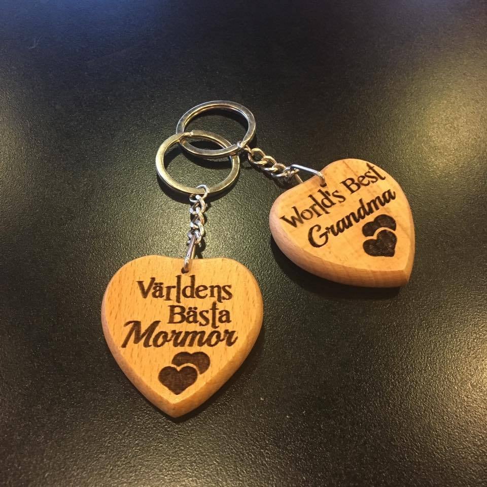 SWEDISH Gifts Engraved Wooden Keyring Keychain Grandad Mum - Etsy