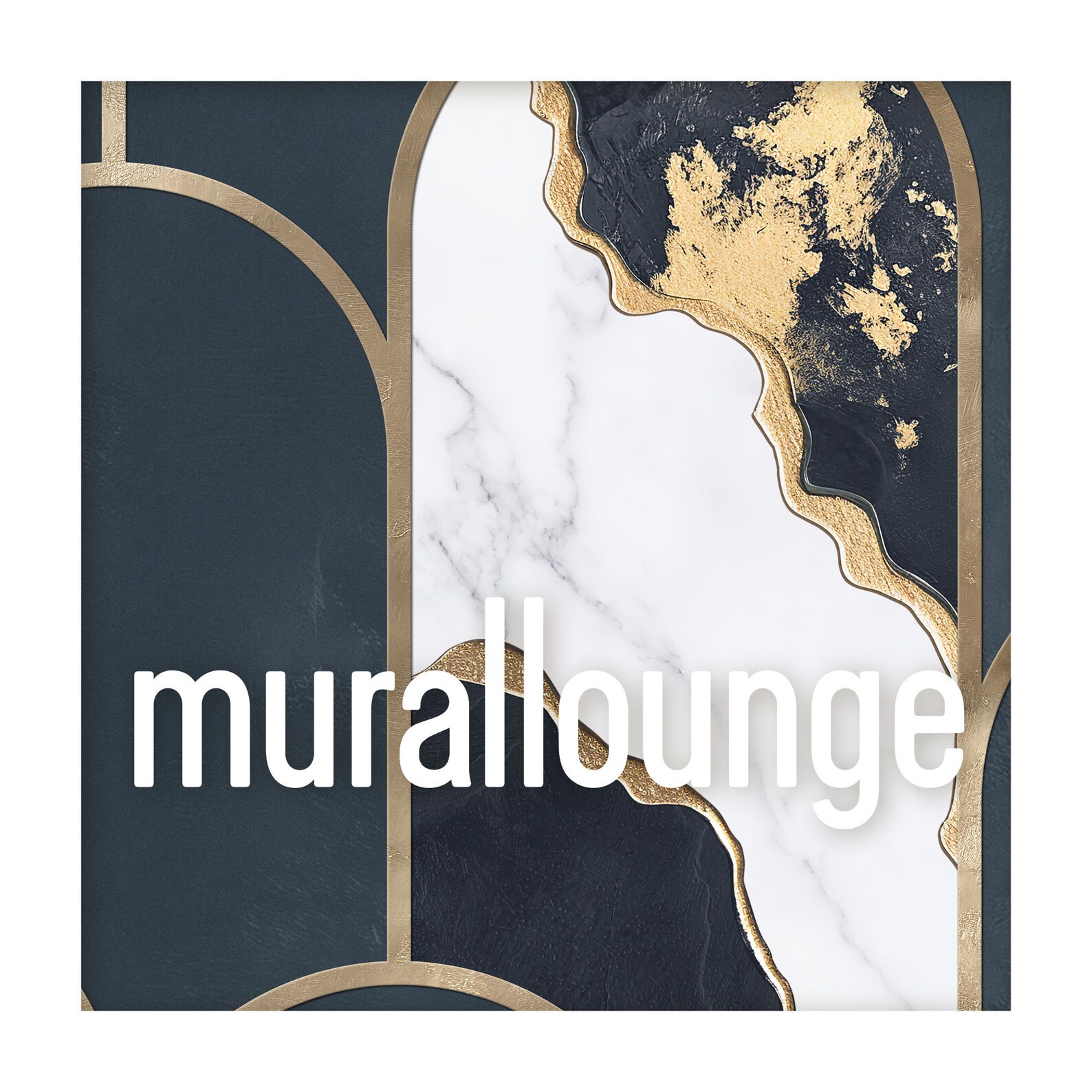 Muted Navy and White Marble Wallpaper, Art Deco Arches Wallpaper. Light ...