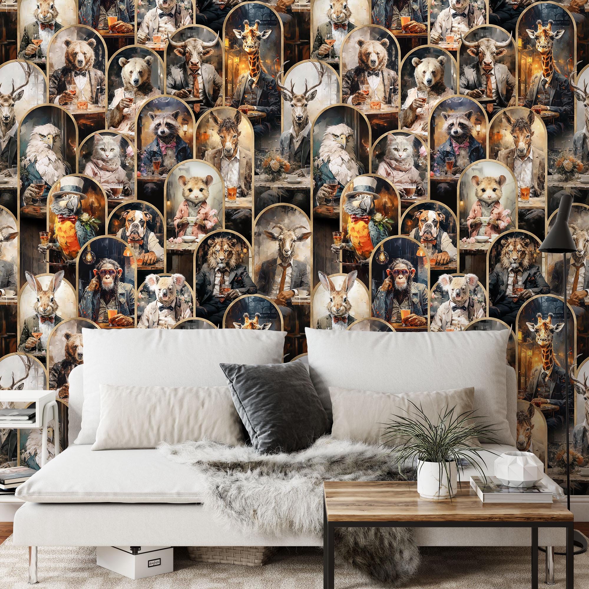 Bar Animals 200% Scaled Wallpaper. Bull, Chimp, Lion, Deer, Eagle, Goat ...