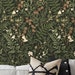 Olive Green Forest Wallpaper, Vintage Botanical Forest Wallpaper. Black ...