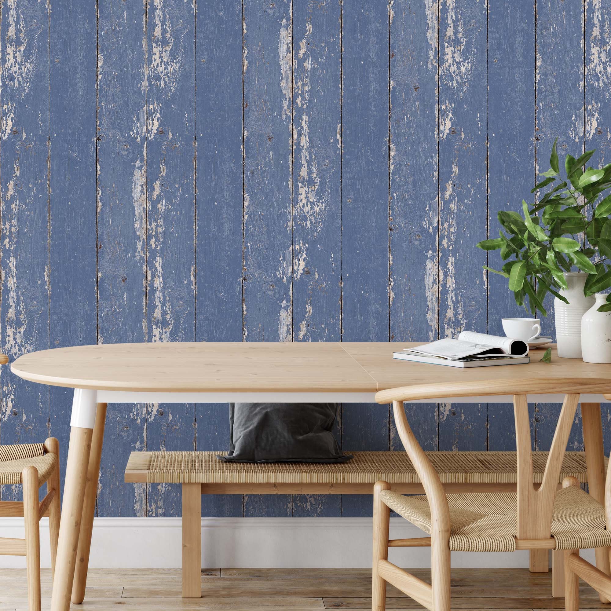 Waikawa Gray Wood Wallpaper Blue Gray Color Wood Planks - Etsy