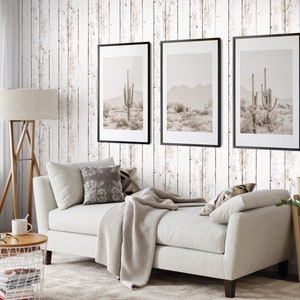 Rustic Wood Wallpaper, White Wood Planks Background Peel and Stick ...