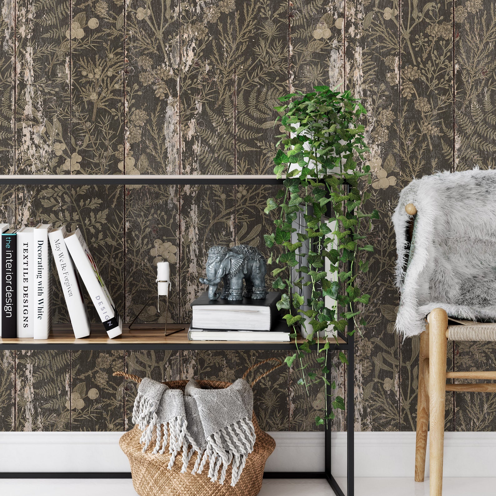 Vintage Forest Rustic Wood Background Wallpaper, Forest Print Wood ...