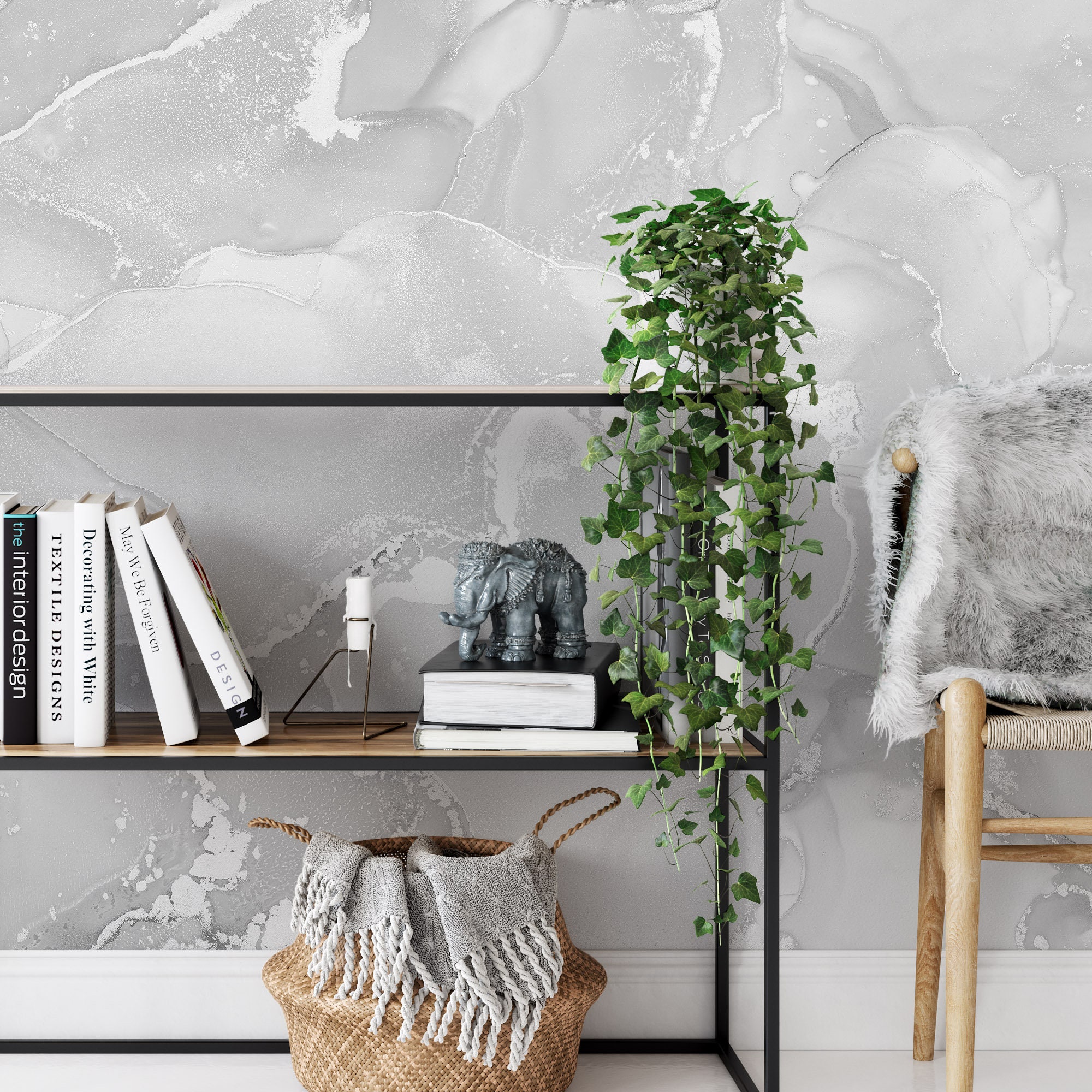 Light Gray Fluid Art Wallpaper Alcohol Ink Art. Cotton Seed - Etsy