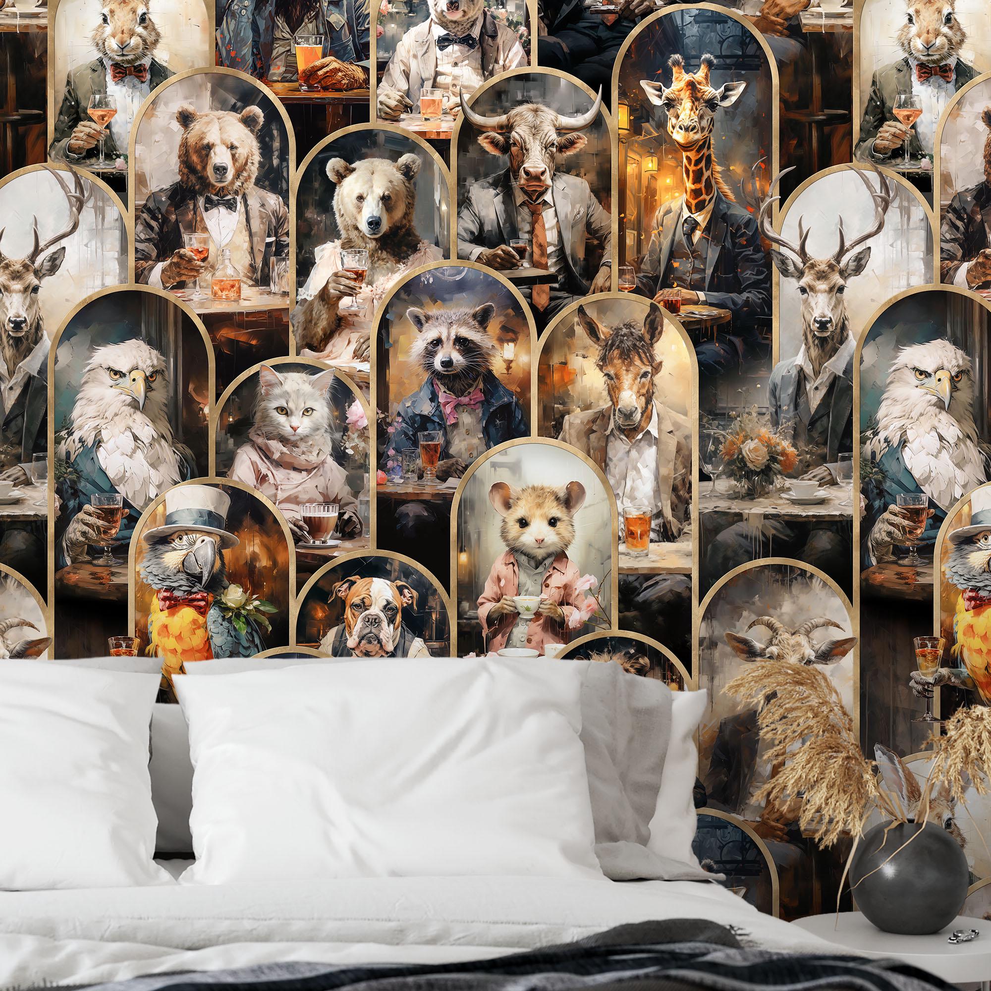 Bar Animals 200% Scaled Wallpaper. Bull, Chimp, Lion, Deer, Eagle, Goat ...