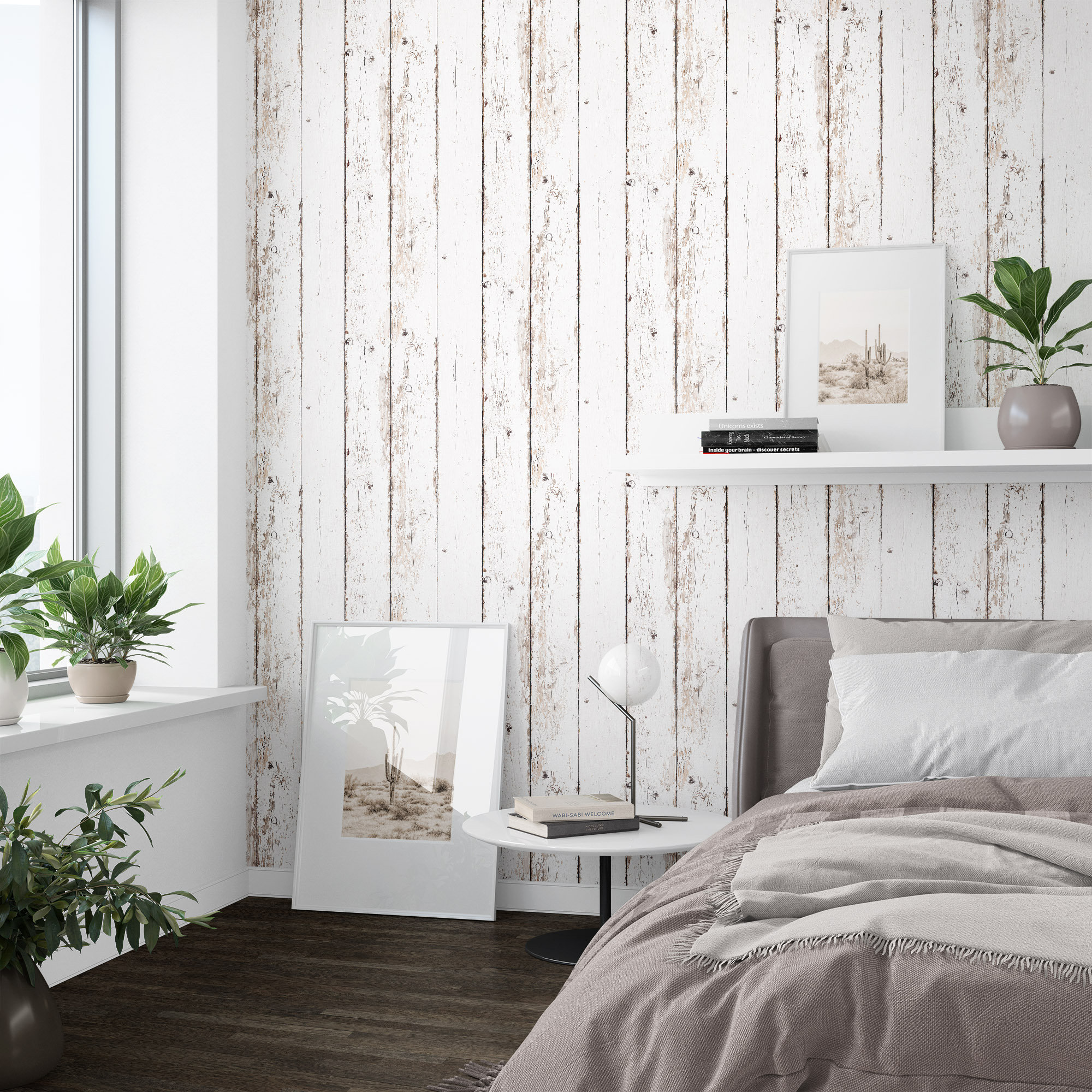 Rustic Wood Wallpaper White Wood Planks Background Peel and - Etsy ...