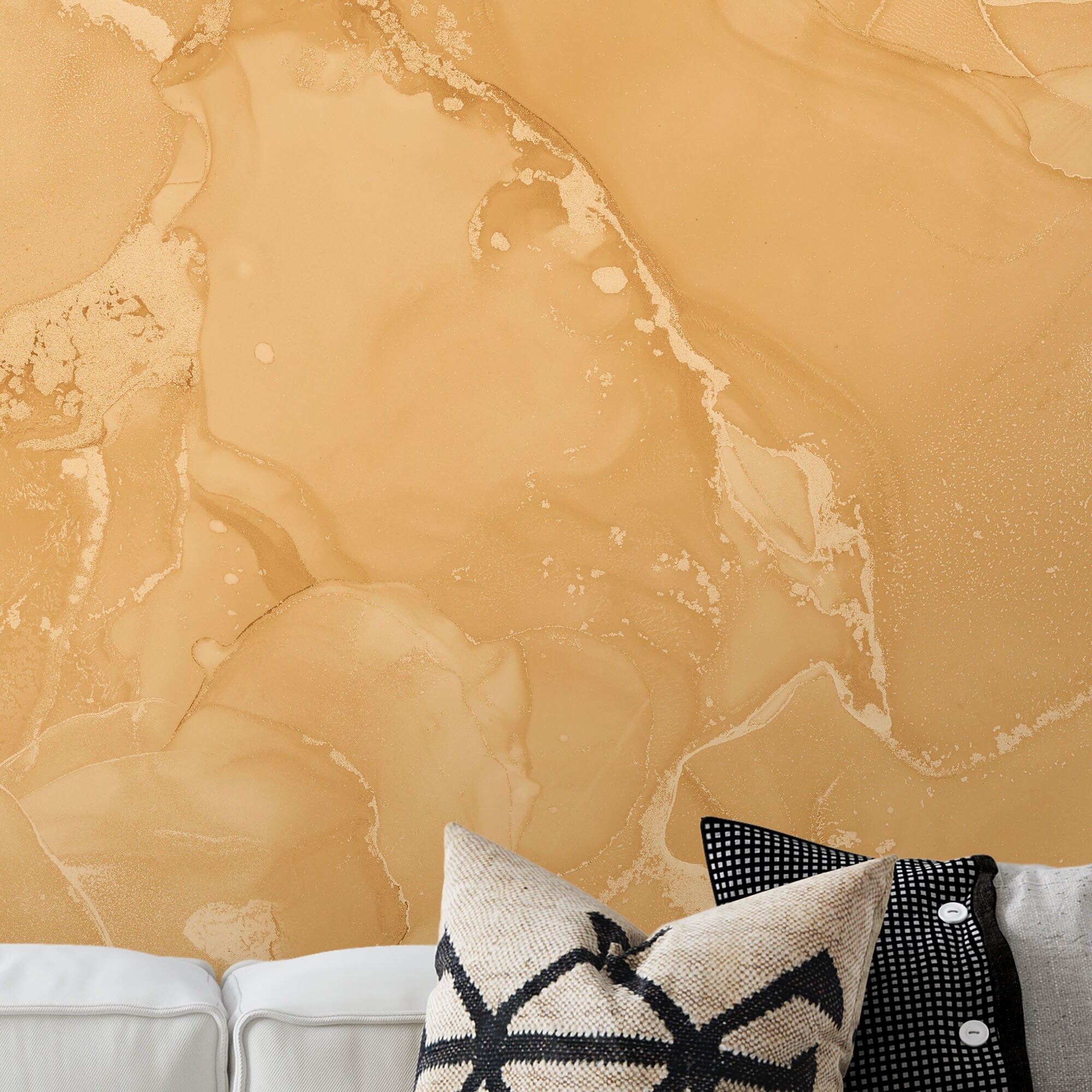 Harvest Gold Fluid Art Wallpaper, Alcohol Ink Art. Middle Yellow Red ...