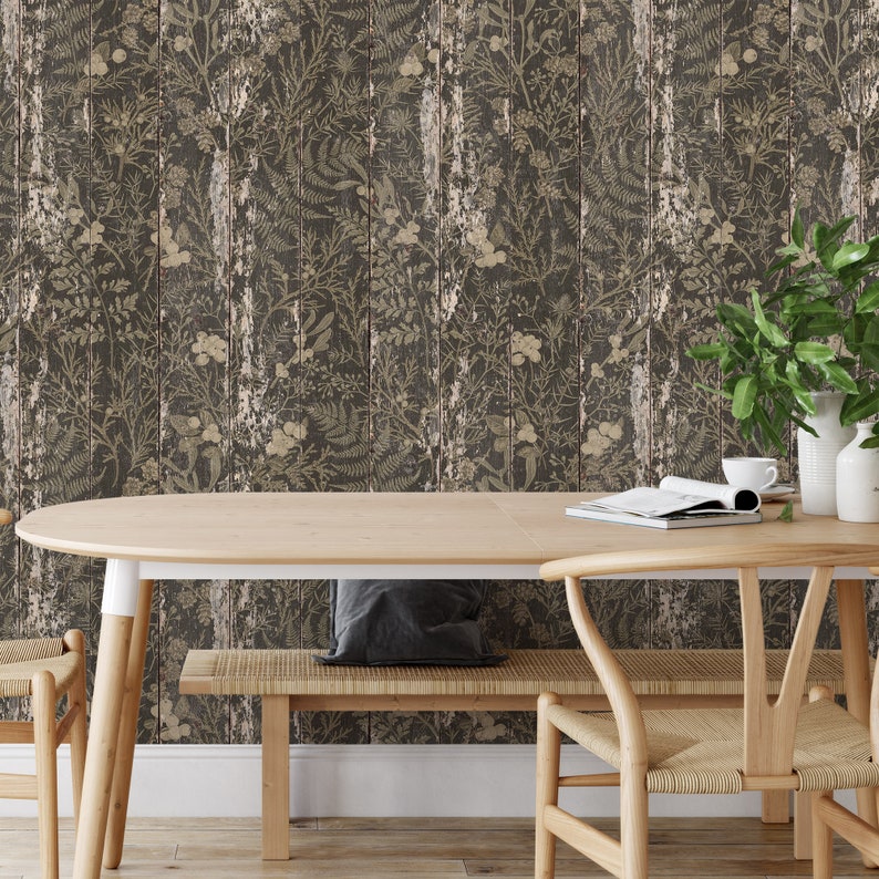 Vintage Forest Rustic Wood Background Wallpaper Forest Print - Etsy