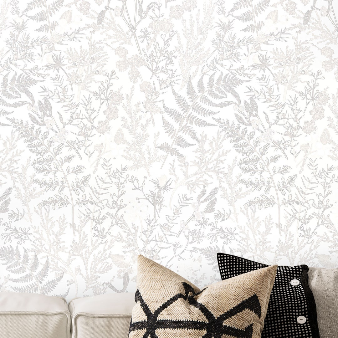 White Forest Wallpaper, Neutral Wallpaper. Ecru White, Isabelline ...