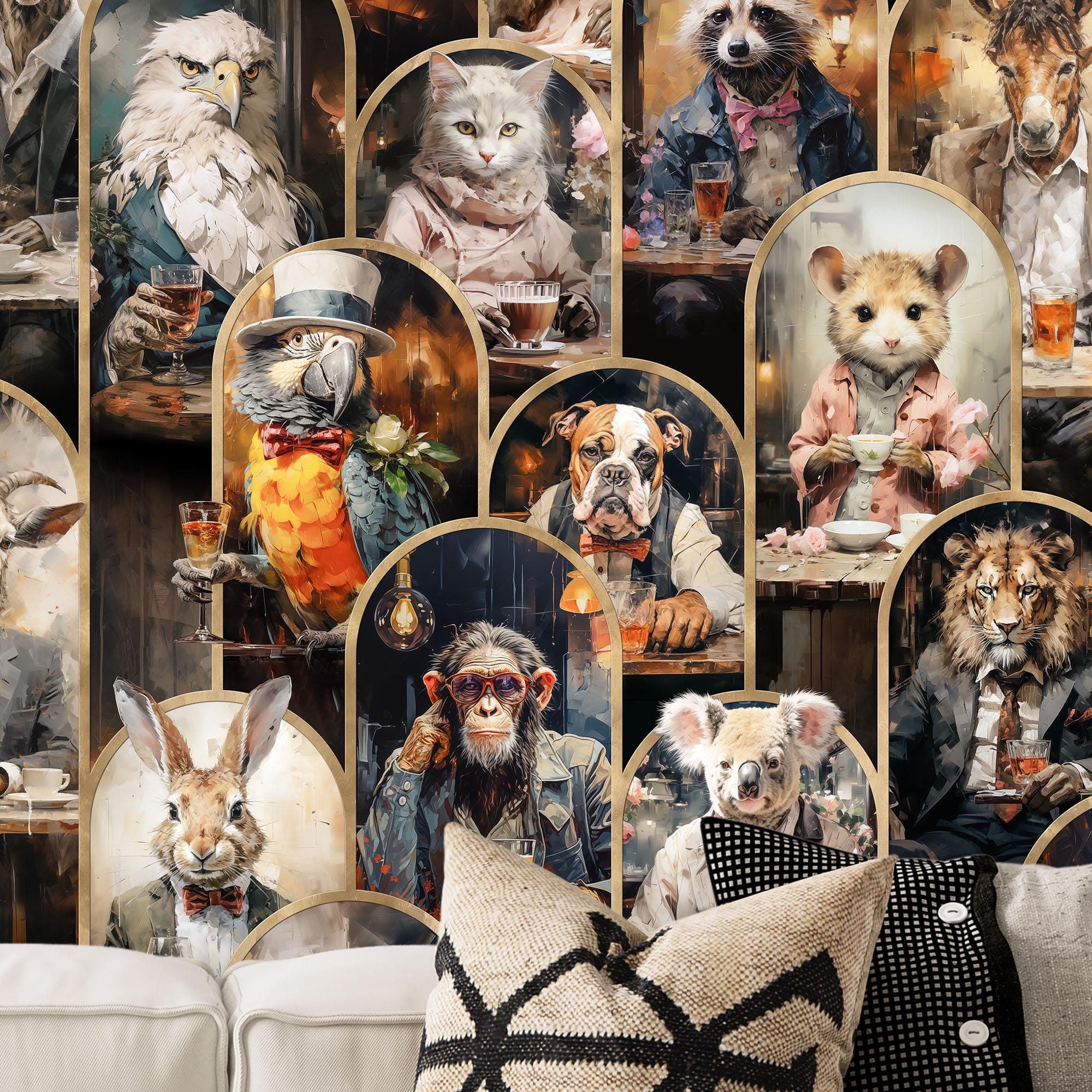 Bar Animals 200% Scaled Wallpaper. Bull, Chimp, Lion, Deer, Eagle, Goat ...
