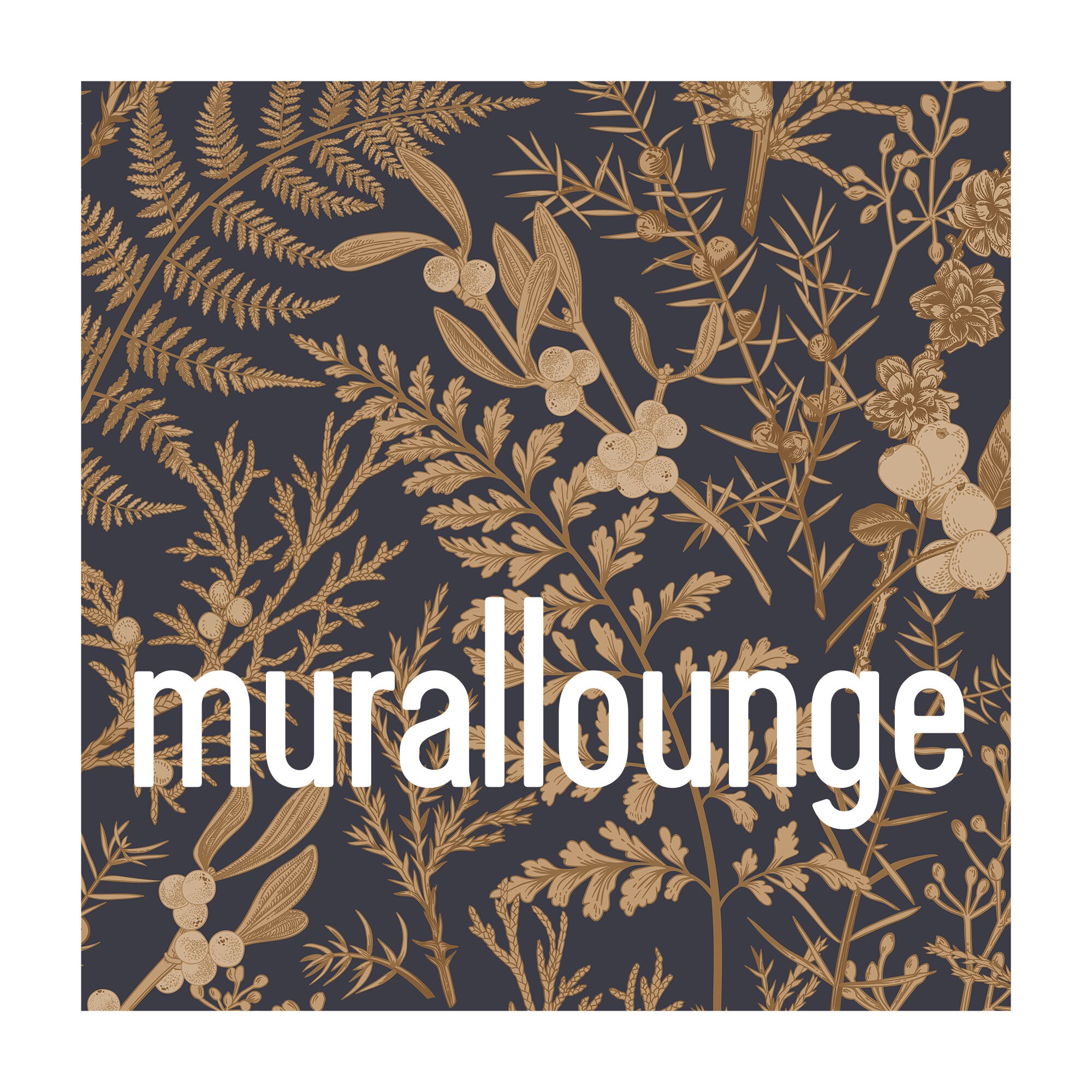 Pale Brown and Dark Blue Forest Wallpaper, Vintage Botanical Forest ...