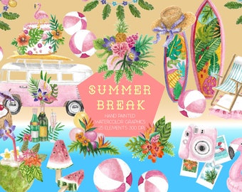 Summer Break Clipart - Etsy