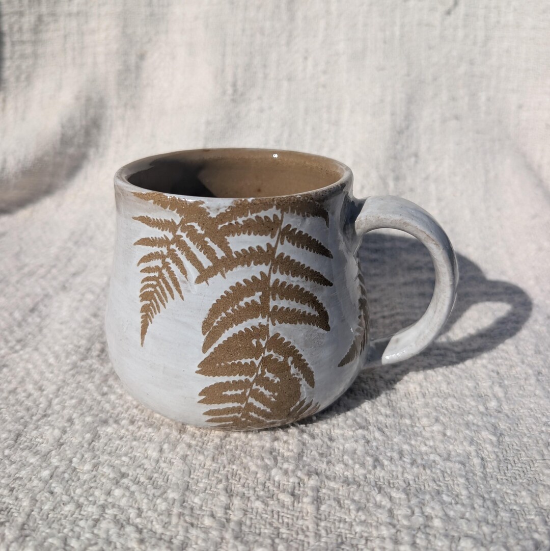 14 Oz. Fern Pattern Mug | Handmade Wheelthrown Coffee Mug, Earthy ...