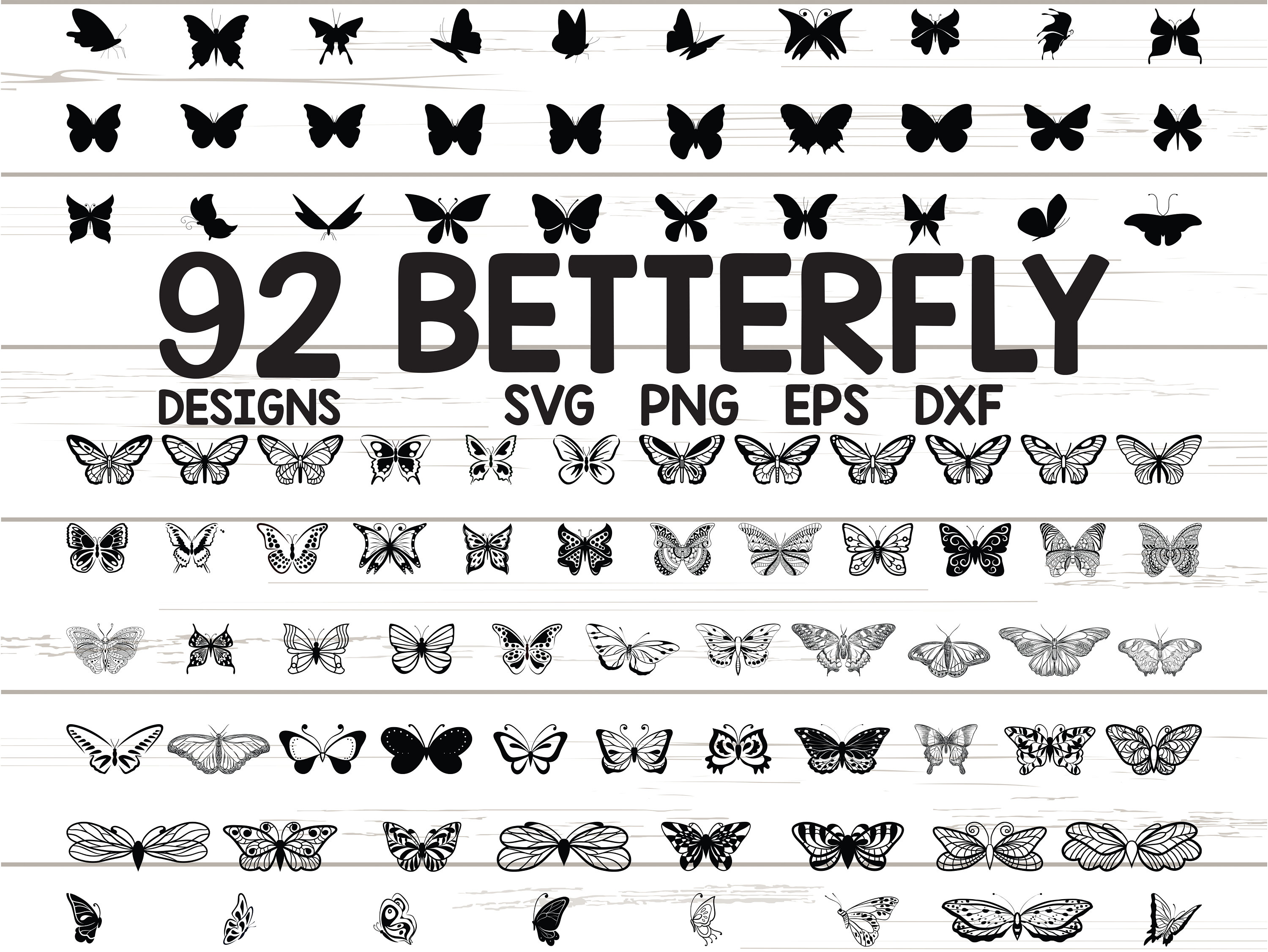 92 X Butterfly SVG / Png300ppi / EPS / Dxf / Cute Butterfly / | Etsy