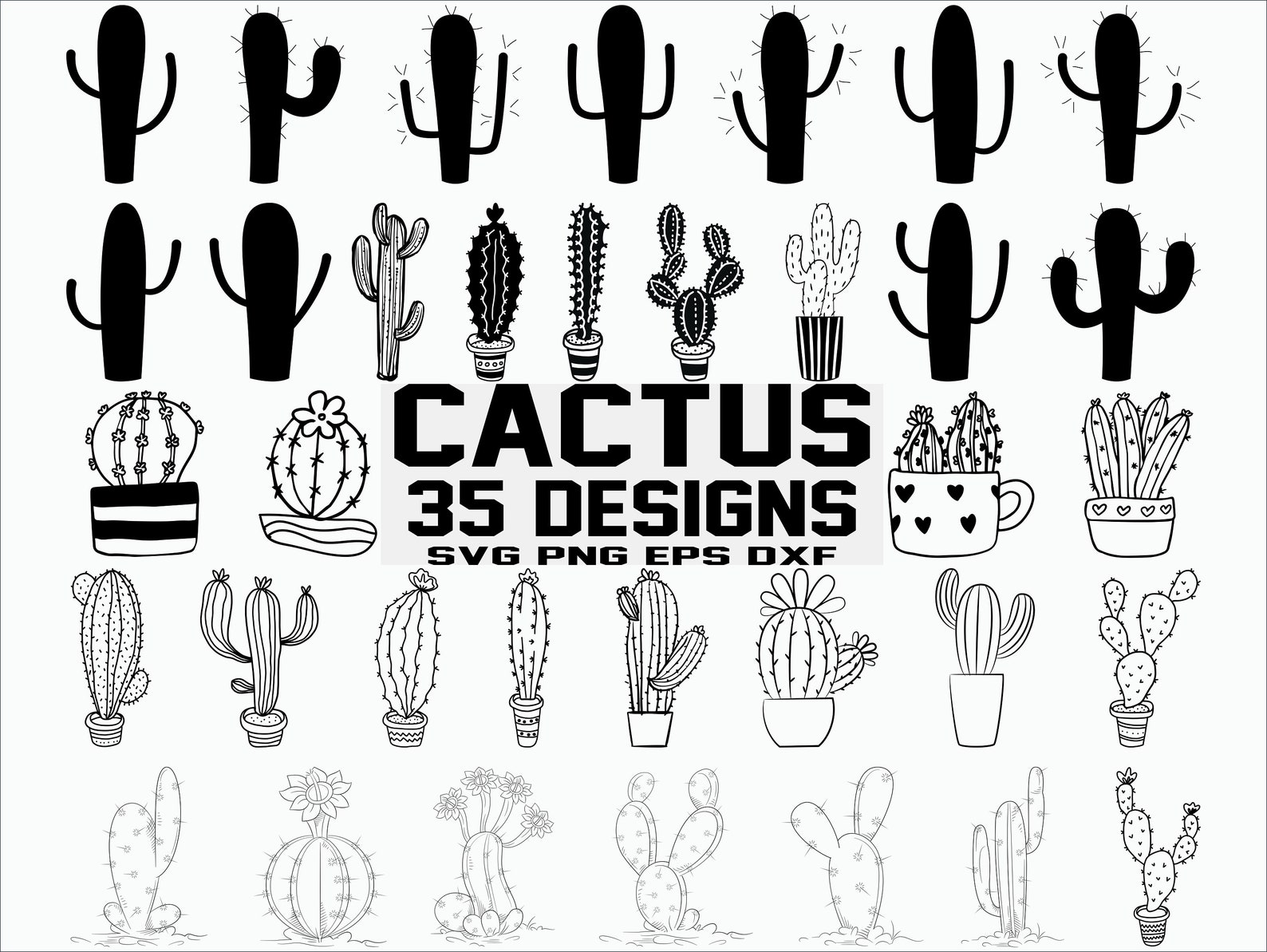 Cactus Svg Bundle/ Desert Cacti Plants/ Cactus Vector/ Cactus ...