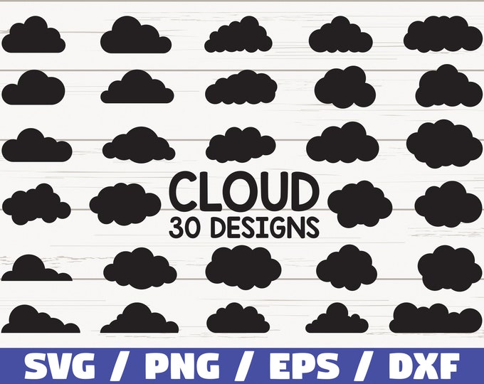Cloud SVG Bundle Vector, EPS, DXF Files for Cricut, Silhouette Cloud ...
