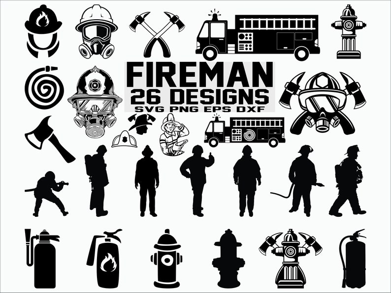 Fireman SVG/ Firefighter SVG/ Extinguisher SVG/ Clipart/ Cut Files ...
