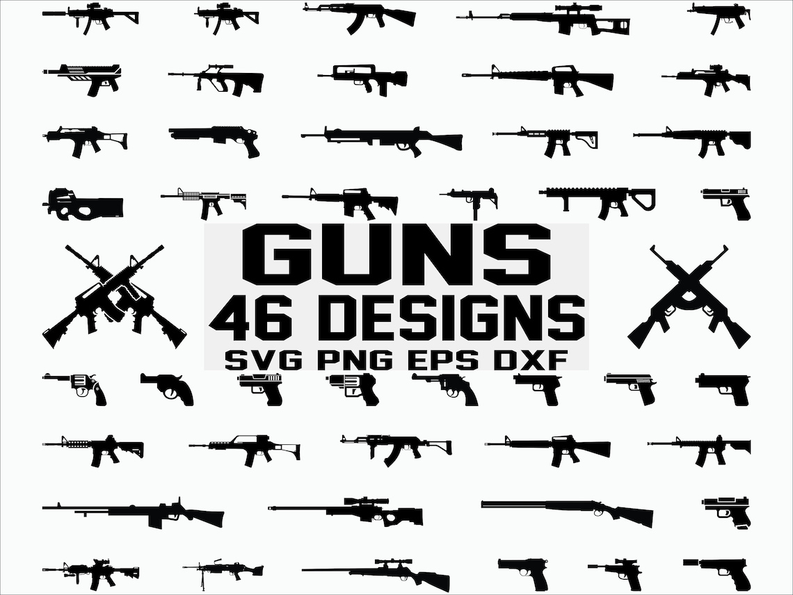 Guns SVG/ Military Weapon Svg/ Pistol Svg/ Weapon Svg/ Clipart ...