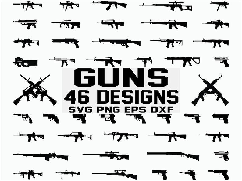 Guns SVG/ Military Weapon Svg/ Pistol Svg/ Weapon Svg/ Clipart ...