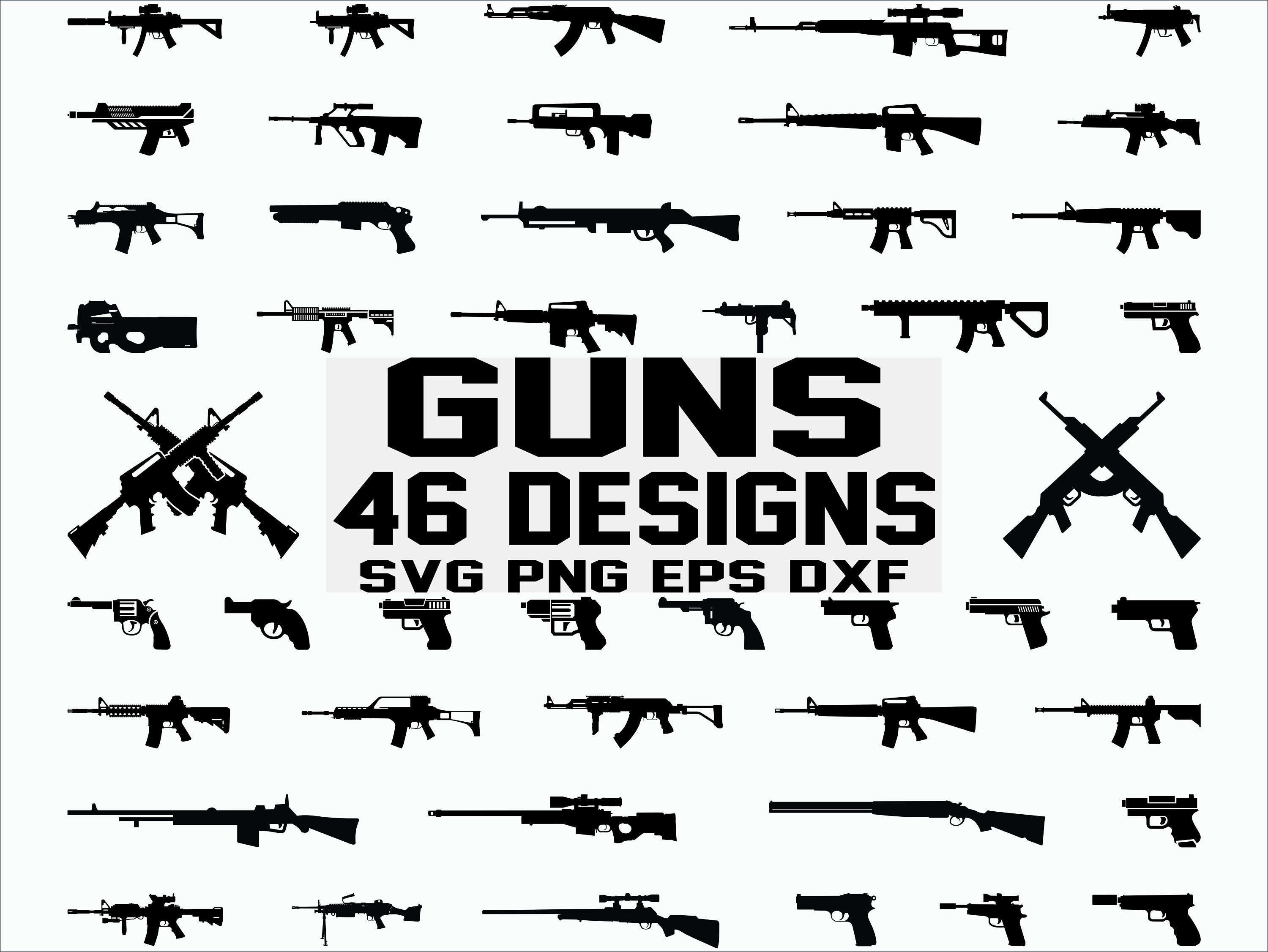 Guns SVG/ Military Weapon Svg/ Pistol Svg/ Weapon Svg/ Clipart ...