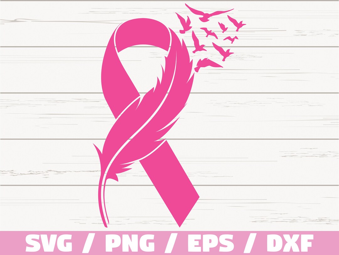 Feather Pink Ribbon SVG / Cut File / Cricut / Commercial Use ...