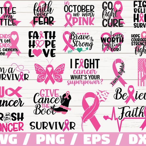 Cancer Awareness SVG Bundle / Breast Cancer SVG / Cut Files / - Etsy