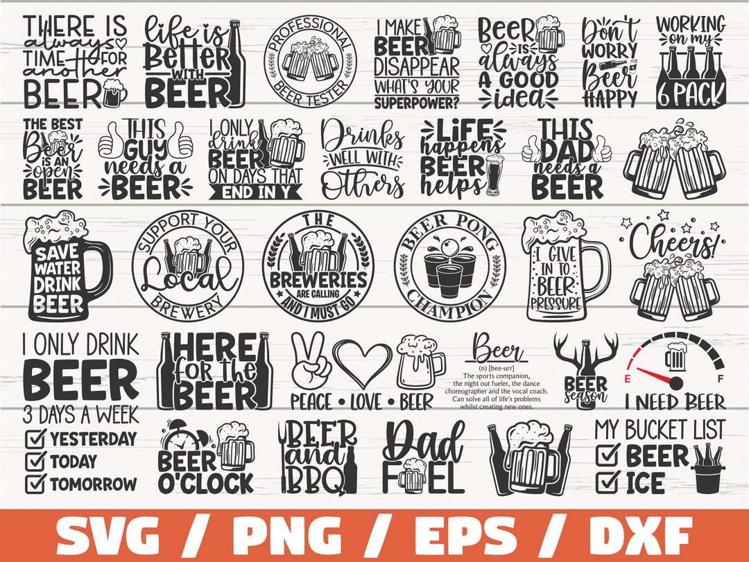 30 Beer Quotes SVG Bundle / Funny Beer Sayings SVG / Cut File ...