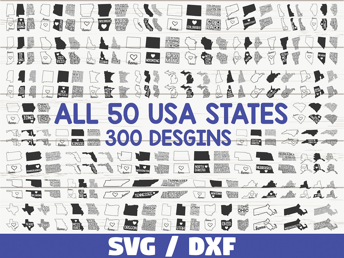 USA States SVG Bundle / 50 States SVG Bundle / Cut Files / - Etsy