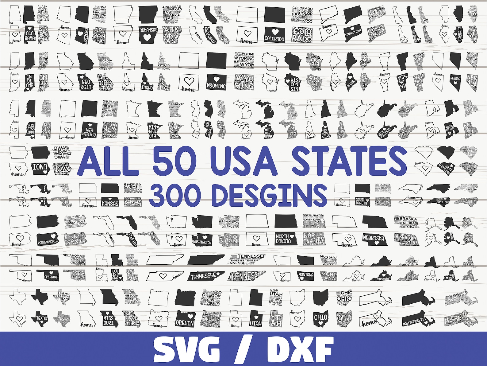 USA States SVG Bundle / 50 States SVG Bundle / Cut Files / Cricut ...