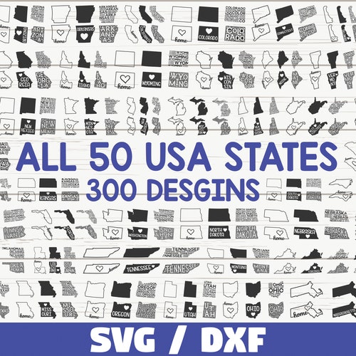 USA States SVG Bundle / 50 States SVG Bundle / Cut Files / - Etsy