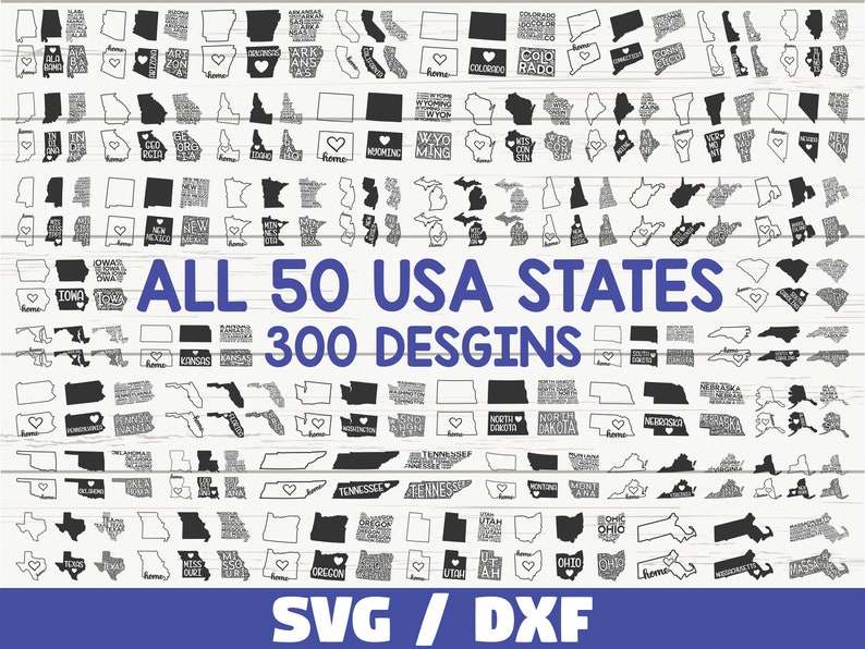 USA States SVG Bundle / 50 States SVG Bundle / Cut Files / - Etsy