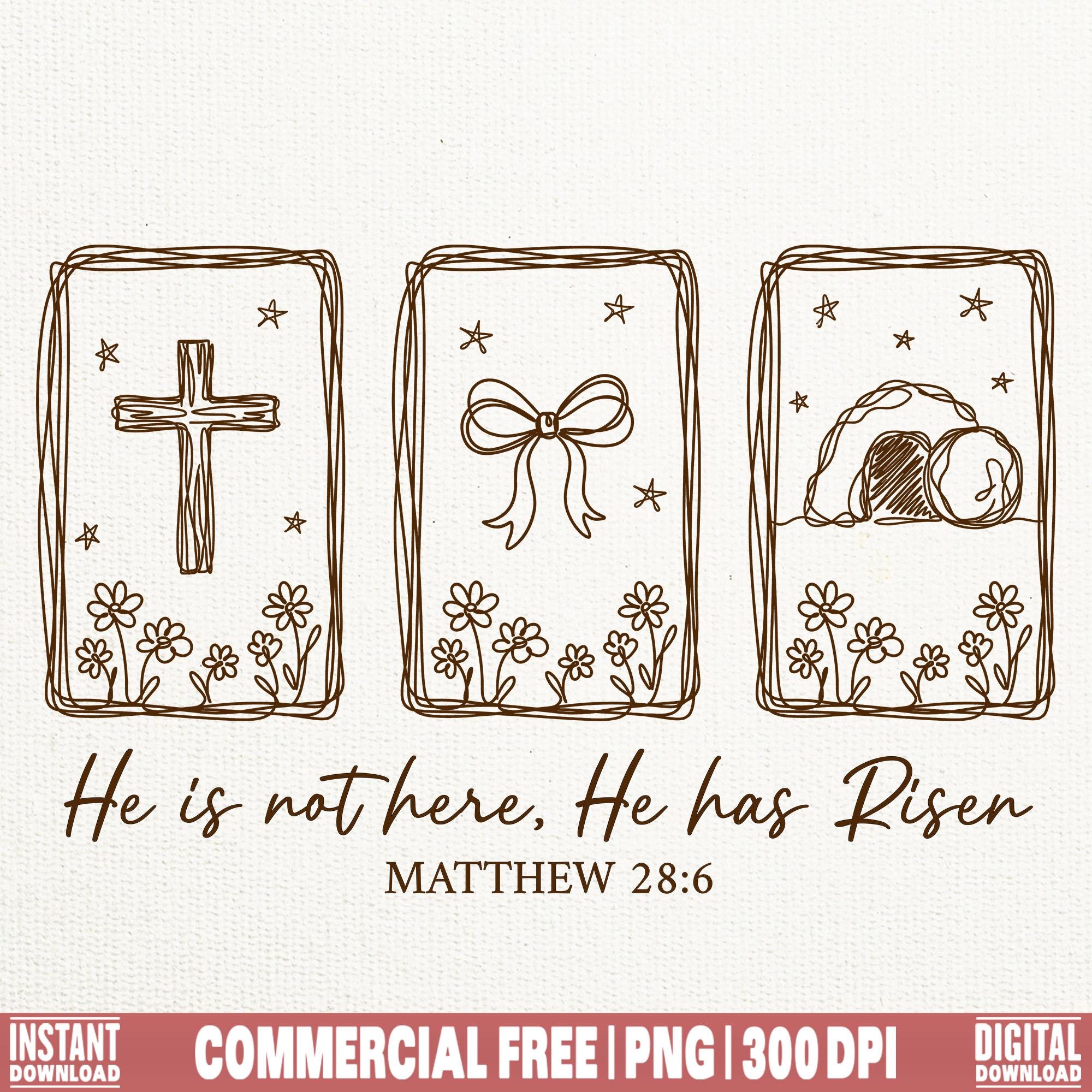 He is Not Here He Has Risen PNG / Retro Easter Christian PNG / Vintage ...