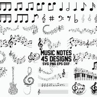 Musical Notes Instant Download SVG, PNG, EPS, Dxf, Jpg Digital Download ...