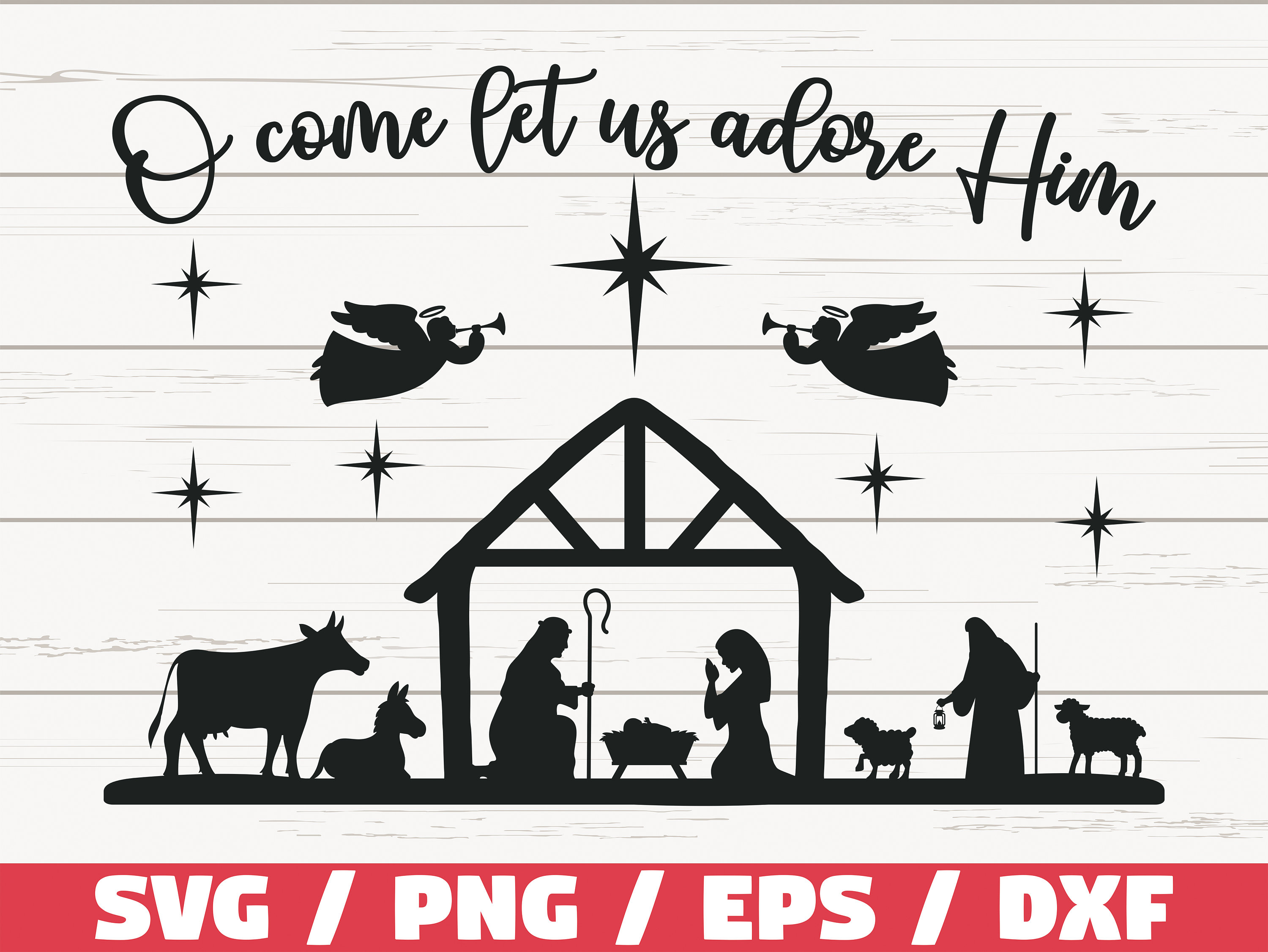 Nativity SVG / O Come Let Us Adore Him SVG / Cut File / Cricut | Etsy