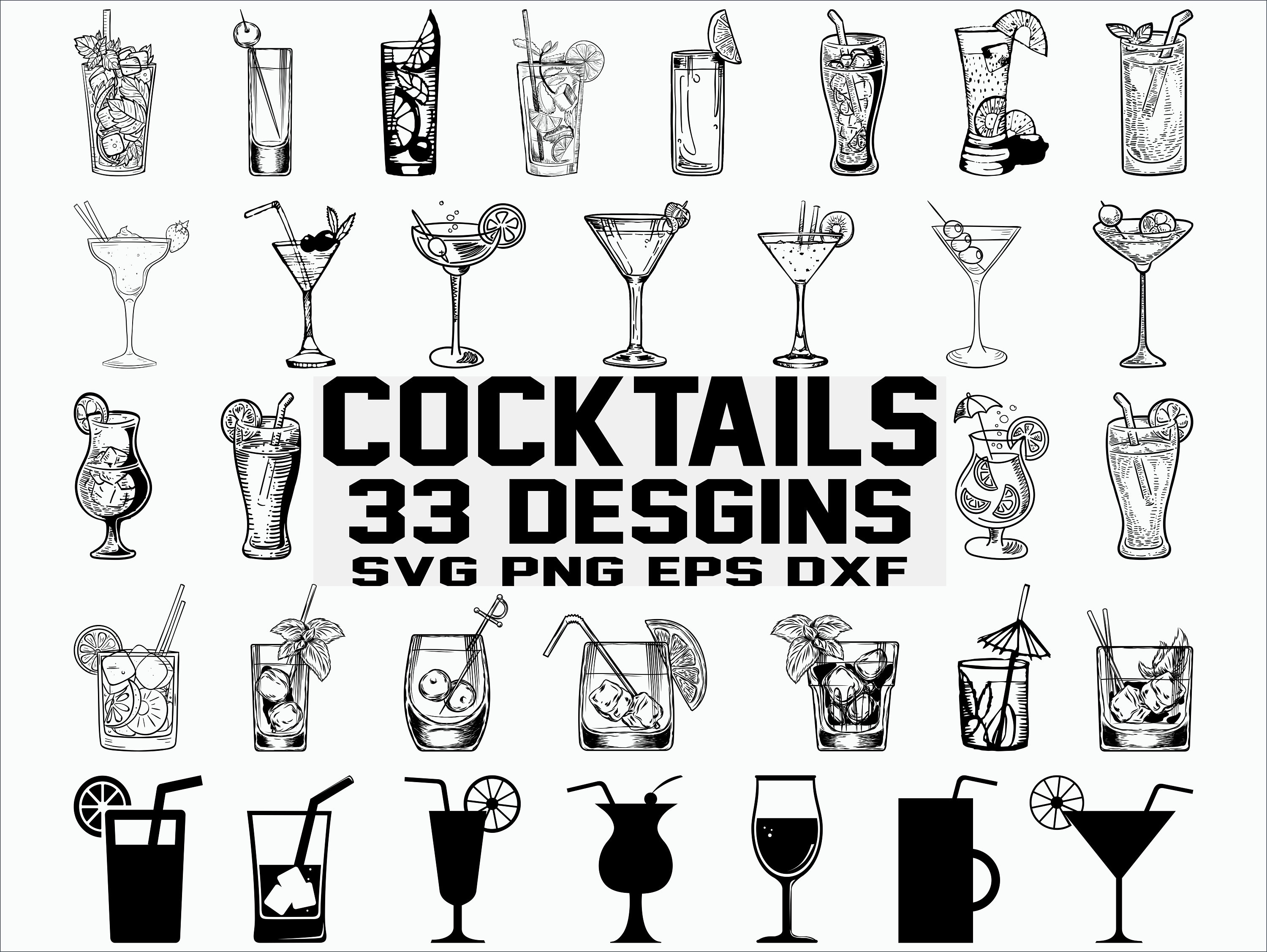 Cocktails SVG/ Cocktail Party SVG/ Cocktail Clipart/ Silhouette ...