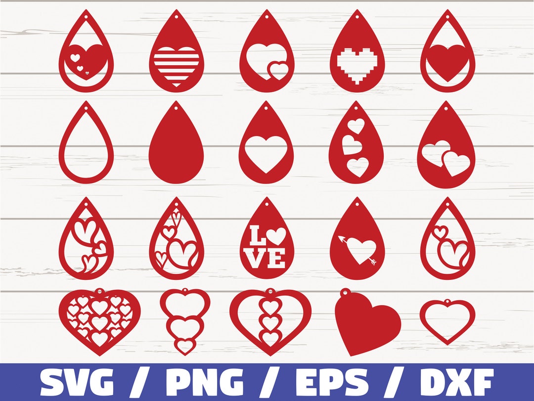 Valentine Earrings SVG/ Laser Cut Template/ Commercial Use / Cut Files ...