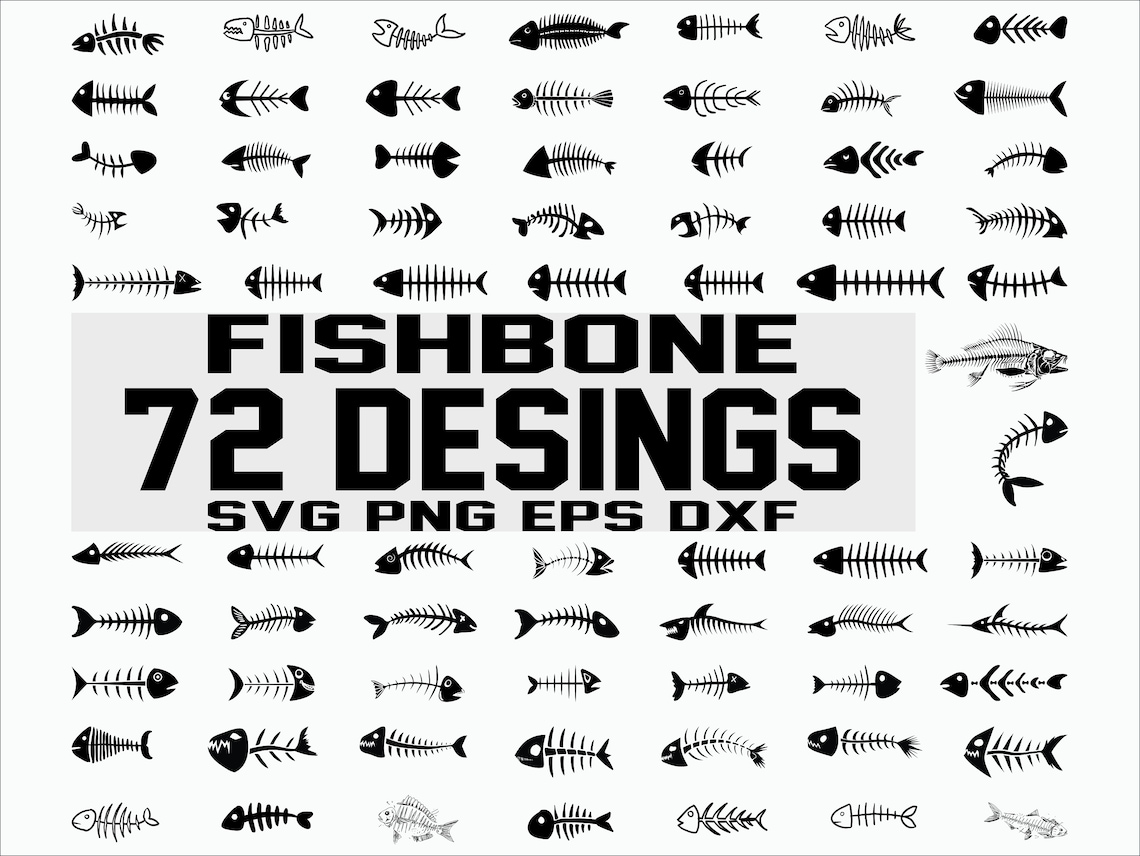 Fish Bone Svg / Fishbone Svg / Fish Skeleton Svg / Fish Svg / - Etsy Canada